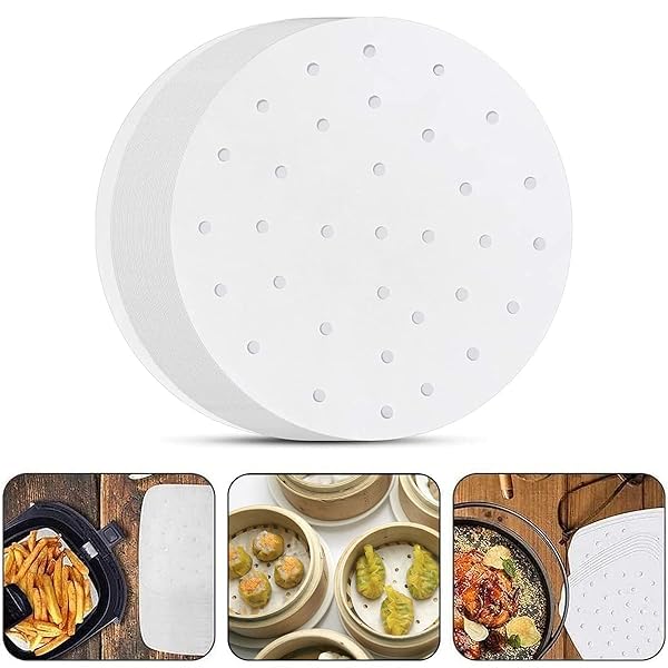 Fantasyon せいろ シート ペーパ 100枚入り 直径21.6cm 中華セイロ用調理用紙 お菓子調理用紙 点心 蒸し器用 クッキングシート セパレート紙 穴あき丸型 使い捨て (直径21.6cm)ブランドFantasyon色ホワイト...
