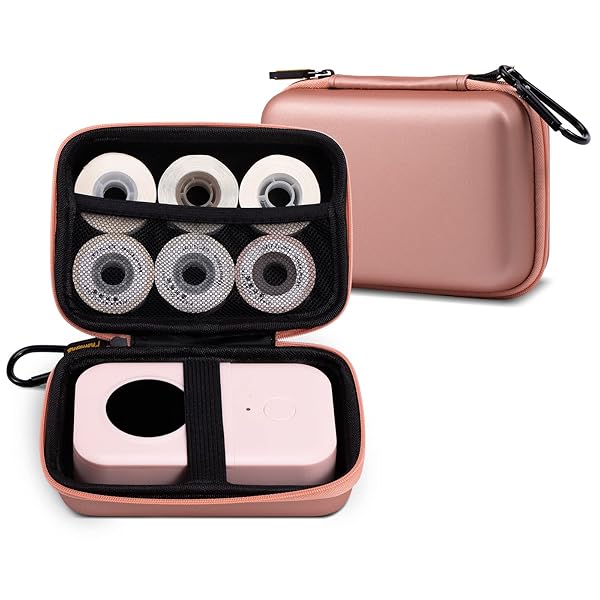 Phomemo 専用収納ケース ハードシェル プリンターケース ジッパーネット 保護 キャリングケース互換性のあるD30/P21/D110/M110/M02/T02ミニラベルプリンター 防水 耐震、箱のみ、ピンクブランドPhomemo色ピン...