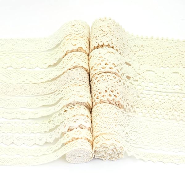 Hymyily 15種 綿レース生地 髪飾り刺繍レース 全長15 m（一本長1 m） /DIY補助材料・裁縫・装飾・刺繍レース・ウェディング糸・ホーム（ベージュ）ブランドHymyily色ベージュモデル商品説明【商品概要】【素材】：これらのレ...