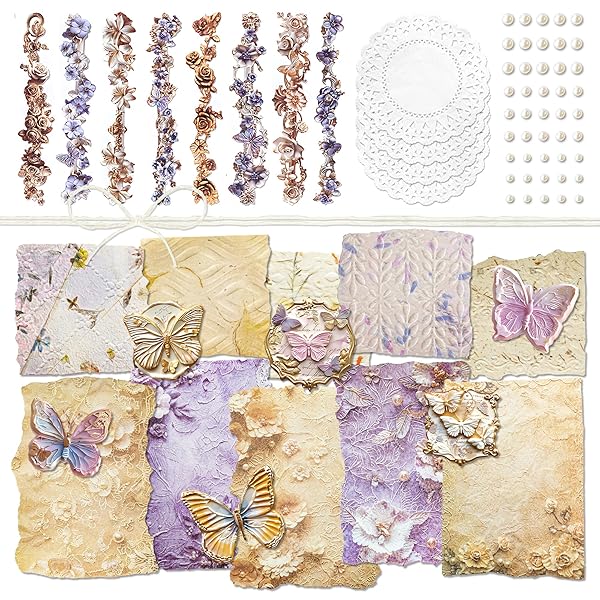 美しい蝶をテーマにしたステッカー エンボス加工の花柄装飾紙セット レトロストリップデカール ヴィンテージデコパージュパック スクラップブック用品 ジャーナルキット カード作り コラージュ (Jenny)ブランドMayplous色Jennyモ...