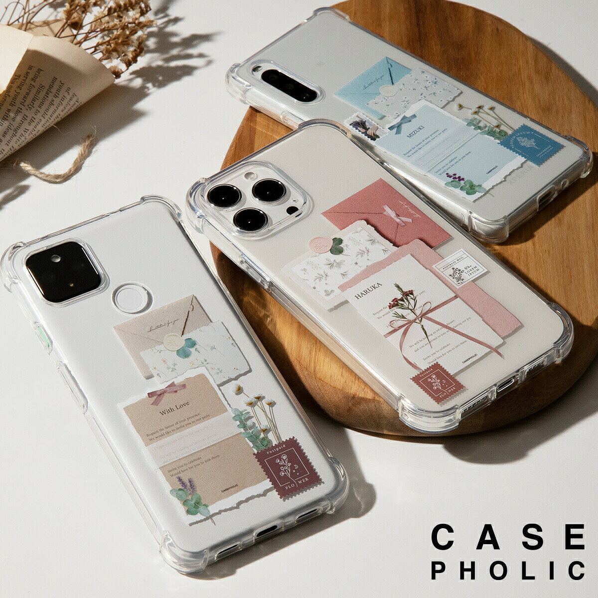 商品名称Pixel 招待状モチーフの花柄カスタムケース　Floral invitation適応機種Pixel 8aPixel 7aPixel 6aPixel 5Pixel 4aPixel 4a 5GPixel 3Pixel 3aタイプtyp...
