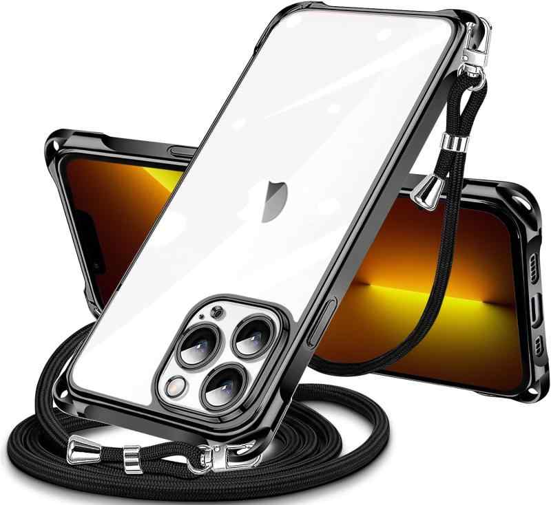 NISIILNG iPhone 12 Pro Max 用 ケース クリア ショルダー iphone12pro max スマホケース アイフォン12ProMax カバー 肩掛け 斜めかけ 縄掛けケース 透明 TPU 薄型 軽量 耐衝撃 紐付き...