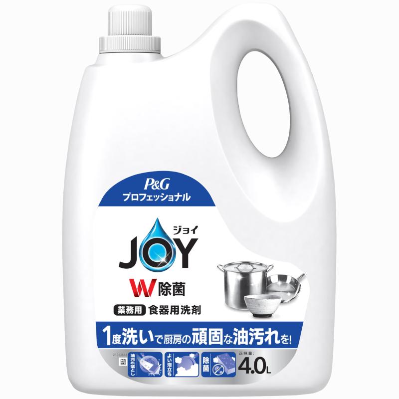 P&amp;G プロフェッショナル ジョイ W除菌 食器用洗剤 業務用 本体 4.0L通常ボトル170ml 23本分の大容量中性洗剤になりましたすすぎ、除菌、洗浄力がすべて最高レベル頑固な油汚れに強い商品サイズ (幅×奥行×高さ) :20....