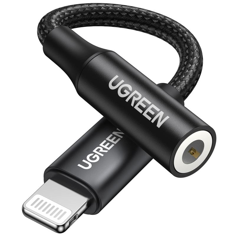 UGREEN MFi認証 Lightning - 3.5 mm イヤホンジャック 24bit 48KHzハイレゾ音質 ブラック🎶【MFi認証取得・優れた互換性を確保】本製品ライトニング イヤホンジャックはMFi認証取得で、A...