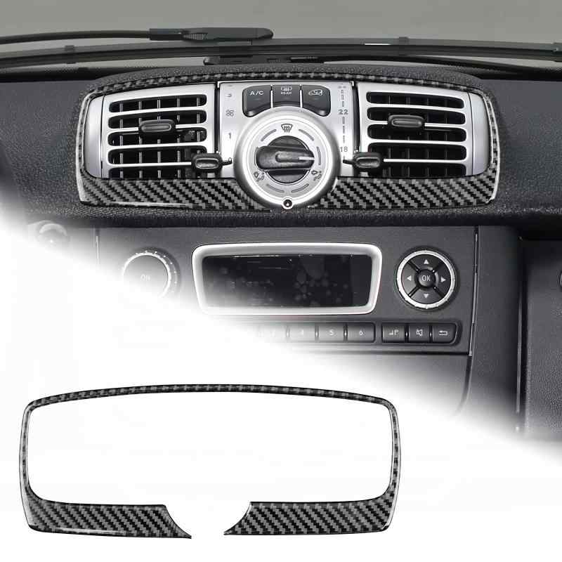 AIRSPEED Benz Smart Fortwo 2008-2015専用 アクセサリー リアルカーボンファイバー製 カーセンターコンソーエアコンベント吹出し口ステッカー スマート フォーツー ベンツ 内装パーツ 装飾フレーム 車種専用：...