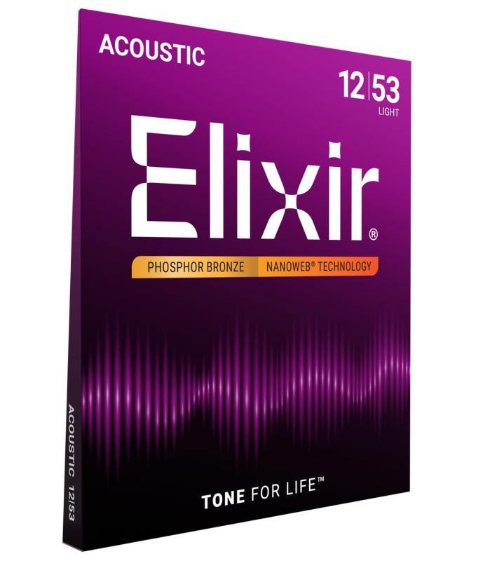 Elixir エリクサー アコースティックギター弦 NANOWEB フォスファーブロンズ Light .012-.053#16052 エリクサー弦は特殊で高度なポリマーコーティング技術によって、弦を汗や体の油分、汚れから守り、腐食を防止しま...