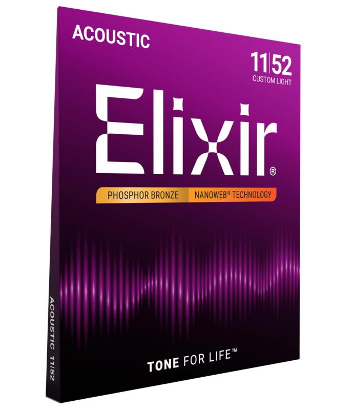 Elixir エリクサー アコースティックギター弦 NANOWEB フォスファーブロンズ Custom Light .011-.052#16027 エリクサー弦は特殊で高度なポリマーコーティング技術によって、弦を汗や体の油分、汚れから守り、...