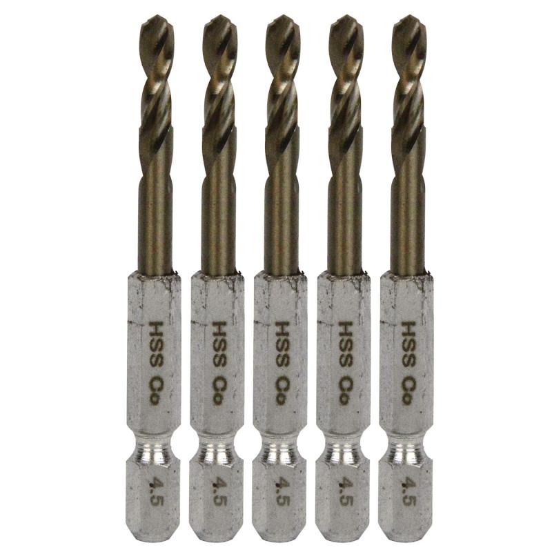 SK11(エスケー11) 六角軸Coステンドリル 微短 5本組 4.5mm用途:ステンレス、鉄の穴あけ特徴1:コバルトハイス鋼(Co-HSS)を使用し、高温時の耐摩耗性が高く、ステンレス鋼の切削に最適特徴2:六角軸のためインパクトドライバー...