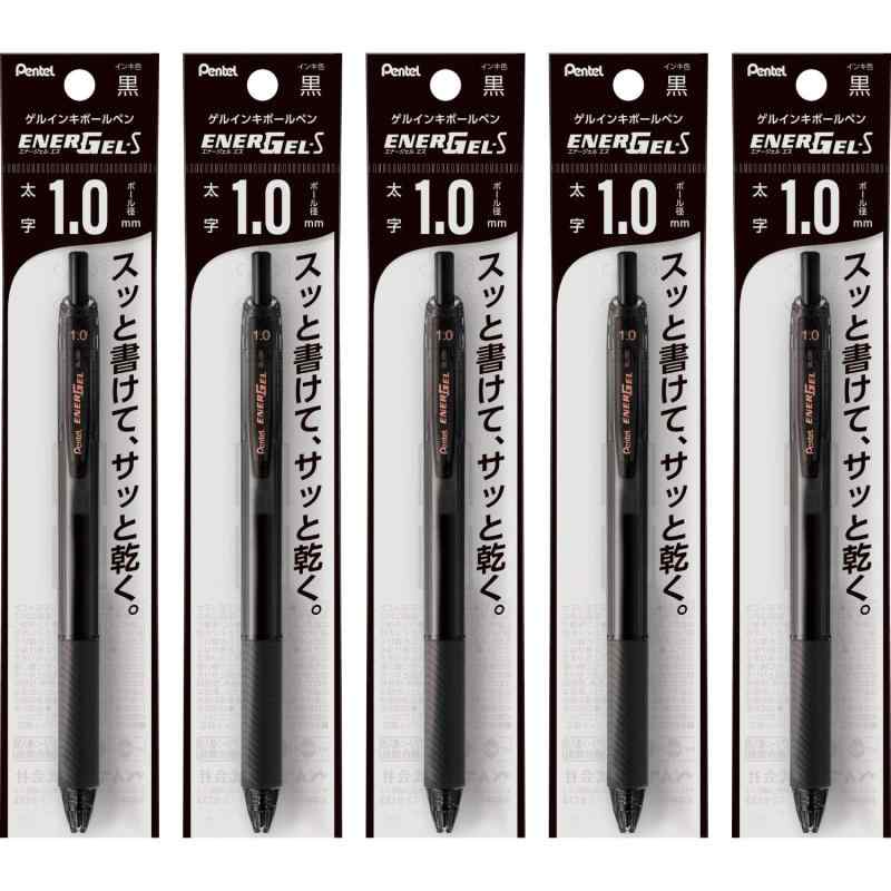 ぺんてる ボールペン ゲルインキ エナージェル エス 1.0mm ブラック軸 XBL130-A 黒 5本【特長】スッとかけてサッと乾くゲルインキボールペン【インキ色】黒【ボール径】1.0mm【材質】軸・クリップ・ノック=再生PP、グリップ=...