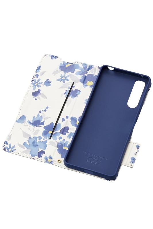 エレコム Xperia 10 V [ SO-52D / SOG11 ] ケース 手帳型 花柄(内側) 薄型 軽量 マグネット開閉 カードポケット付き 閉じたまま通話 スタンド機能 ストラップホール付き [驚くほど薄くて軽い] ネイビ端末の薄...