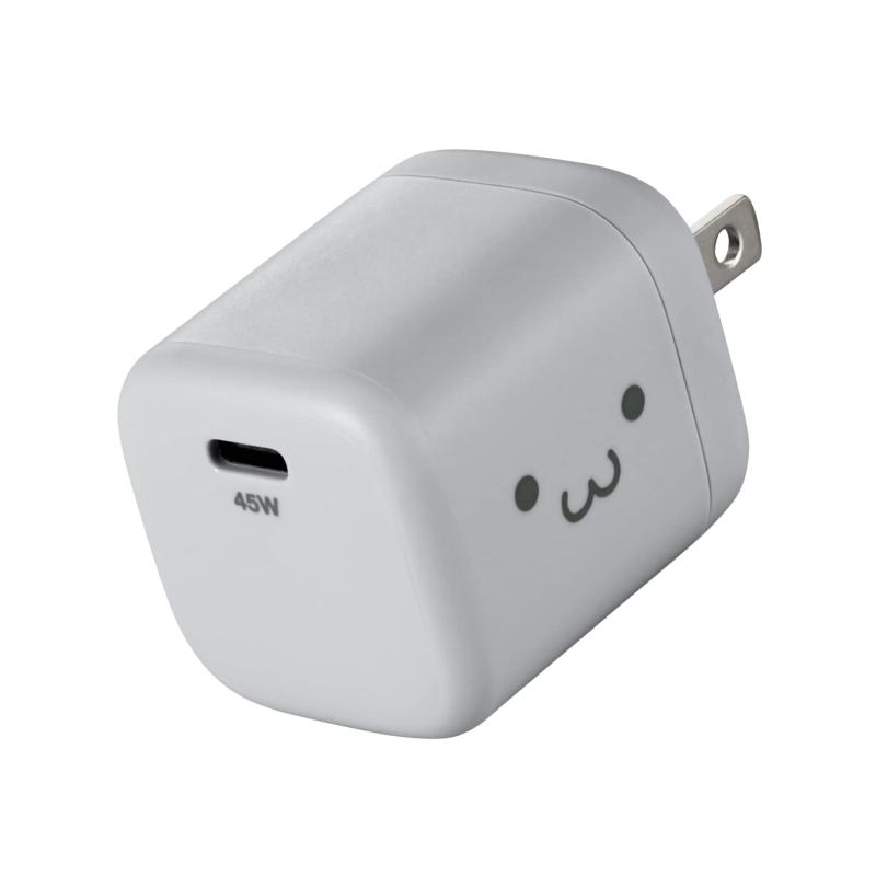 エレコム(ELECOM) 急速充電器 Type-C USB PD対応 45W USB-C×1 小型 軽量 折りたたみ式プラグ 【iPhone16 15 iPad Macbook Air Surface 等対応】 グレーフェイス EC-AC1...