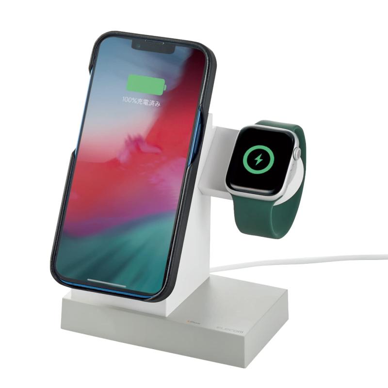 エレコム ワイヤレス充電器 マグネット内蔵 7.5W スタンド 2in1 はめ込み式 【Magsafe規格のiPhone 14/13/12、Apple Watch 対応】 ホワイト W-MS05WHMagSafe対応iPhoneシリーズをマ...