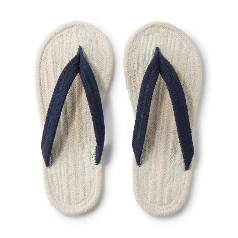 無印良品 ルームサンダル・鼻緒 XL／26.5～28cm用・生成×ネイビー 76618584原産国・地域 : インド仕様・混率 : 綿97%_その他3%色:キナリ/ネイビーサイズ:XLブランド:無印良品複数店舗にて販売をしておりますため、在...