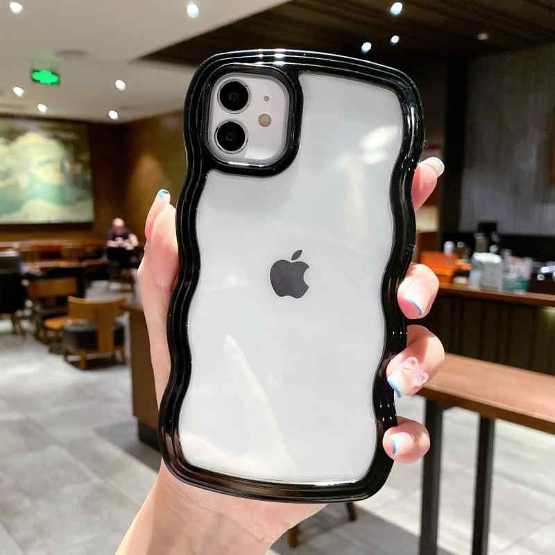 QLTYPRI iPhone 11ケース クリア TPUカバー おしゃれ 韓国 可愛い 透明 薄型 軽量 耐衝撃 スマホケース ワイヤレス充電対応 ストラップホール付き アイフォン 11 ケース 6.1インチ 対応 - ブラック【対応機種】...
