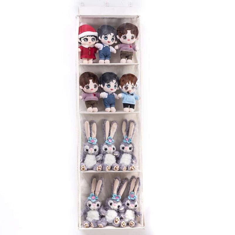 Petmoon ぬいぐるみ収納 ぬいぐるみウォールポケット ディスプレイ コレクションケース 収納ケース 収納ボックス コレクション 見せる収納 小物 ドア掛け収納式ポケット (4段ベージュ)ご注意： 本ページはウォールポケットの販売だけで...