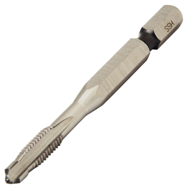 SK11(エスケー11) 六角軸ガイド付きタップ ねじ切り M6×1.0mmネジの径:M6、ピッチ:1.0mm、下穴ドリル:5.1mm軸径:6.35mm六角軸、タップ材質:ハイス鋼(HSS)加工材の厚さ:6mm以下許容回転数(目安):(鉄工...