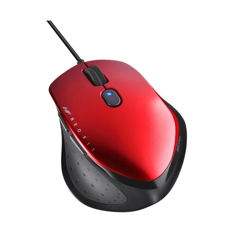 バッファロー BUFFALO 有線 BlueLED 5ボタン ネオフィットマウス Sサイズ レッド BSMBU515SRD【対応機種】USB Type-A端子をもつパソコン,タブレット,ゲーム機様々な持ち方に合わせた、3WAYホールド形状快...