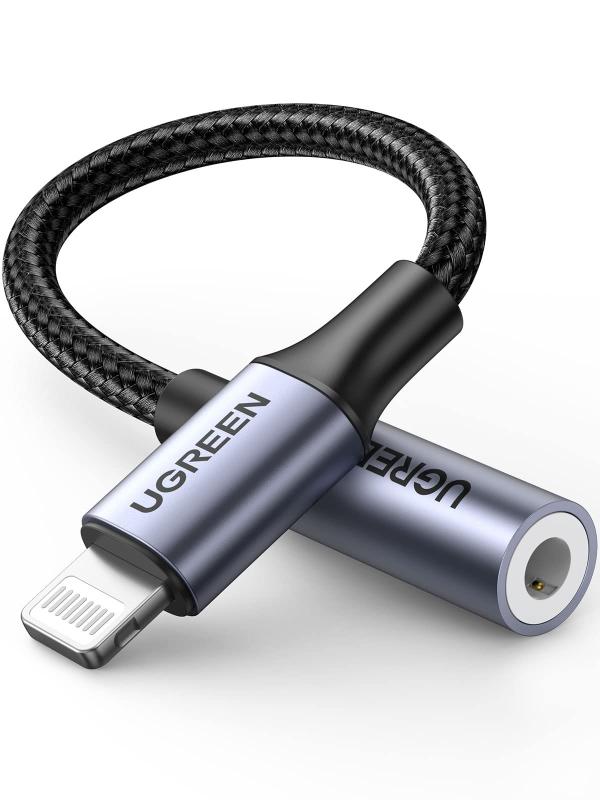UGREEN 【MFi認証】 Lightning - 3.5 mm ライトニング イヤホンジャック 変換 iPhone イヤホン 変換アダプタ ナイロン編み 24-bitハイレゾ音質 音量調節対応 通話/音楽対応 Lightning イヤホ...