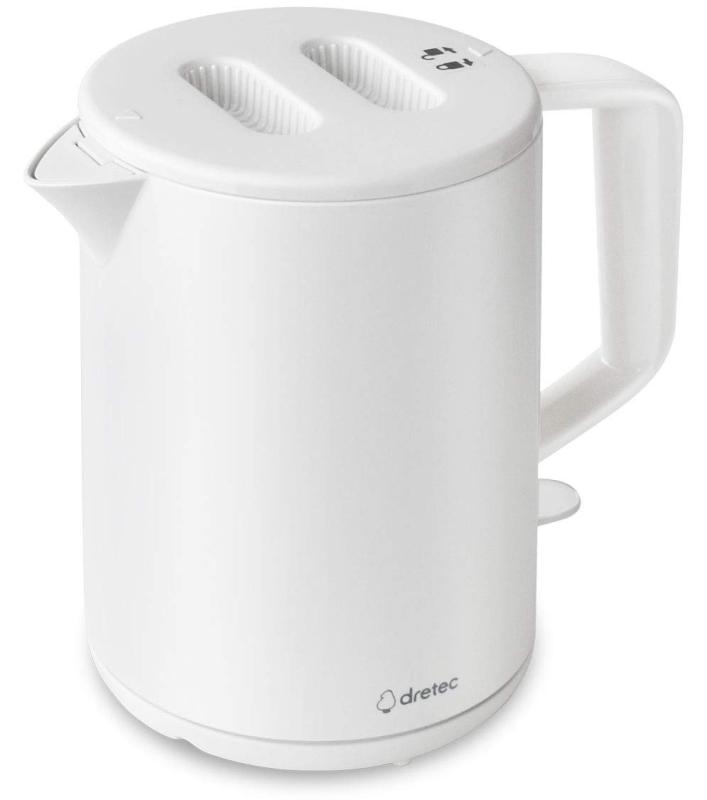 dretec(ドリテック) 電気ケトル 1.0L 900W 小型 軽量 ハイパワー 操作簡単 自動電源オフ 空焚き防止 タルボ ポット 湯沸かし シンプル やかん おしゃれ ホワイト 白【どこでも沸かせる快適さ】火を使う必要がないため、テー...