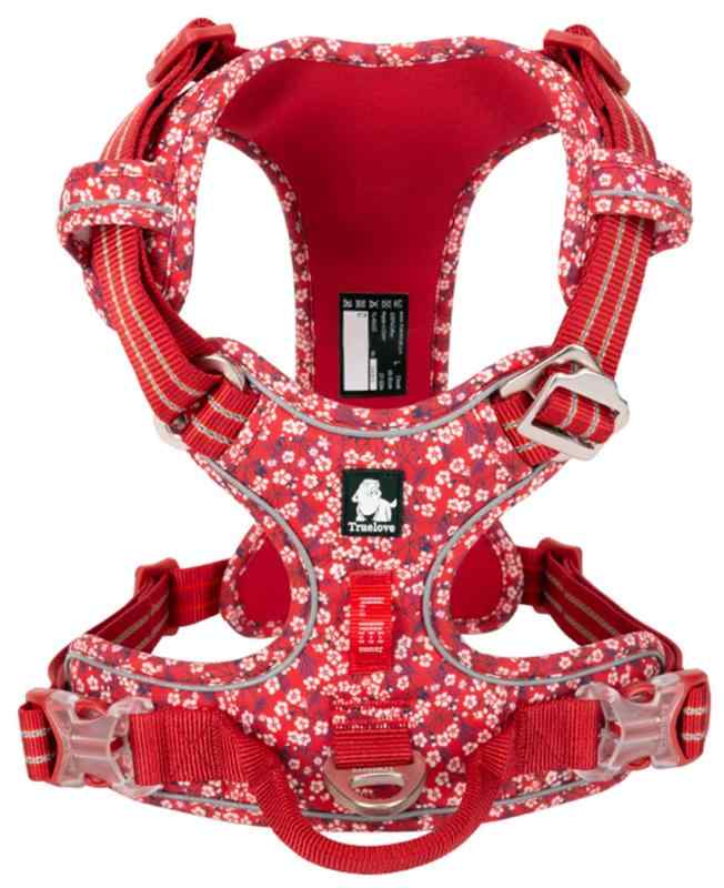 cocomall 2020新型 犬用ハーネス 犬用胴輪 ドッグ ペット用品 ハーネス 3M反射材料 訓練 ナイロン製 小型犬、中型犬、大型犬に向け 通気性 調節可能 (L, Poppy Red)【新しいデザイン】：以前のより完璧なデザインで...