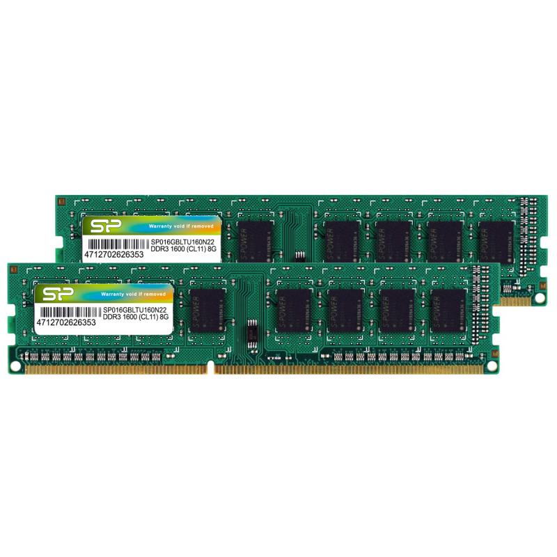 シリコンパワー デスクトップPC用 メモリ DDR3 1600 PC3-12800 8GB x 2枚 (16GB) 240Pin 1.5V CL11 Mac 対応 SP016GBLTU160N22ピン数:240pin DIMM容量:16GB...