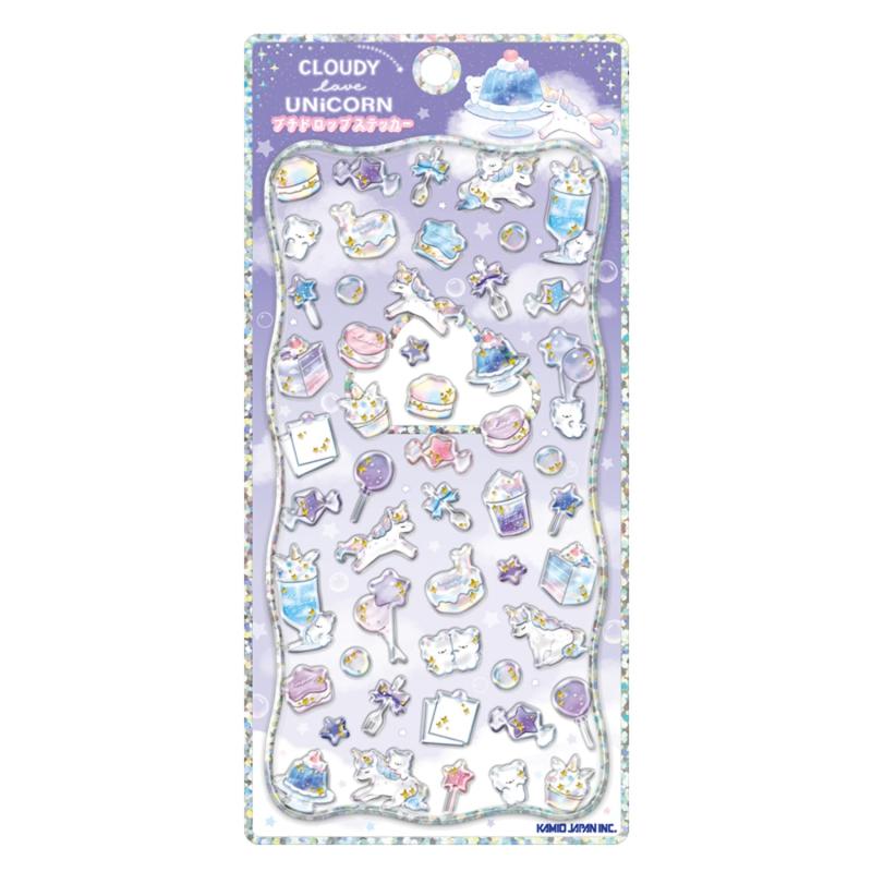 カミオジャパン ステッカー プチドロップステッカー CLOUDY UNICORN 226225【サイズ】W95×H205×D6mm【素材】PVC、紙【仕様】ゴールド箔押しドロップのような立体感が可愛い小さいサイズのステッカーです。平成レトロ...