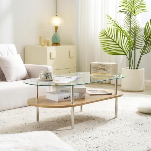 【簡単なお手入れ】ガラス天板は滑らかで、防水性と耐汚染性が強く、下段の高品質の中密度繊維板（MDF板）は耐摩耗性、防水性を兼ね備えています。両者ともお手入れが非常に簡単です。乾き布で軽く拭くだけで、表面のほこりや汚れを取り除きやすく、製品の...