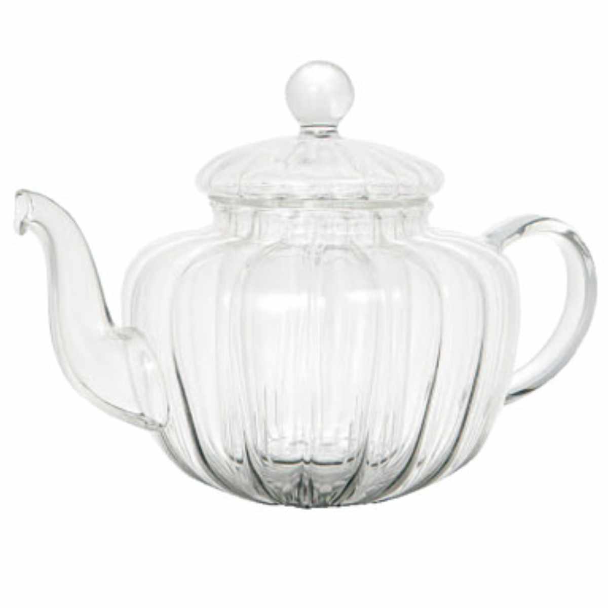 【商品情報】かぼちゃの形のガラスティーポットです。紅茶を抽出すると、透明だったかぼちゃが茶葉の色に変化していくように見えるデザインです。ストレーナー（茶こし）付きで、茶葉が開いていく様子も良く見えます。ティーパーティーの主役にもなります。【...