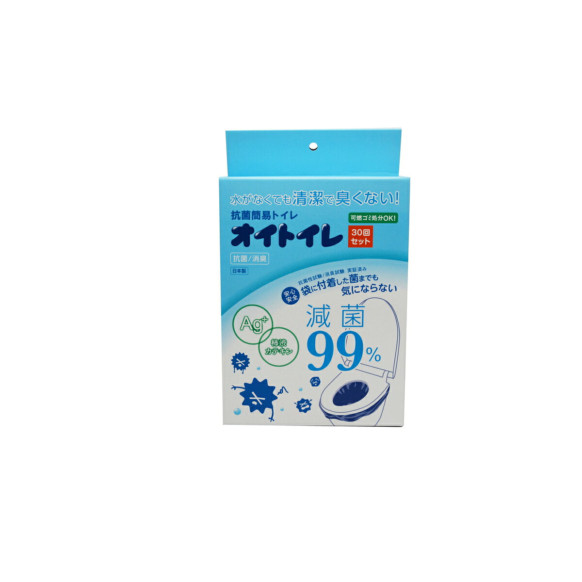 【商品説明】 ●水がない緊急時のトイレ(災害時・断水時・レジャー時・ドライブ中 等)30回セット入り。 ●Ag+・柿渋カテキン配合・3つの抗菌・消臭(凝固剤/トイレ用袋/処理用袋)。 ●30回分関連商品緊急簡易トイレ 1回分 台紙セット10...