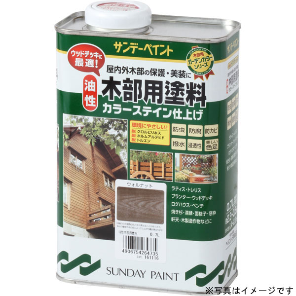 屋内外木部の保護・美装に。【用 途】■屋内外木部の防虫・防かび・防腐カラーステイン仕上げ■ログハウス、ウッドデッキ、ラティス、トレリス、プランターなどのガーデニング用木材、焼き杉、ベンチ、ベランダ、木製物干し、羽目板、戸袋、ドア、窓枠、面格...