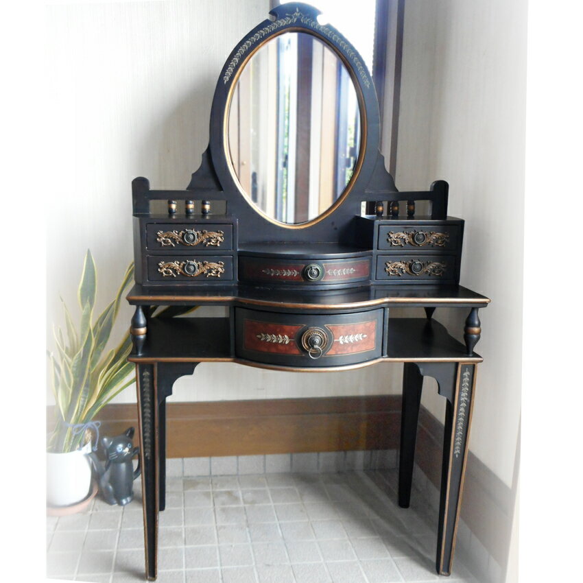 ※アンティーク・ユーズド品・店頭展示品です※ 2000年頃、海外で購入して アクセサリースタンド展示台として利用していたものです 鏡台・コンソールのセット（別々でもご使用可）です 展示品のため、多少の汚れ、キズ、へこみ等,数か所あります（画...