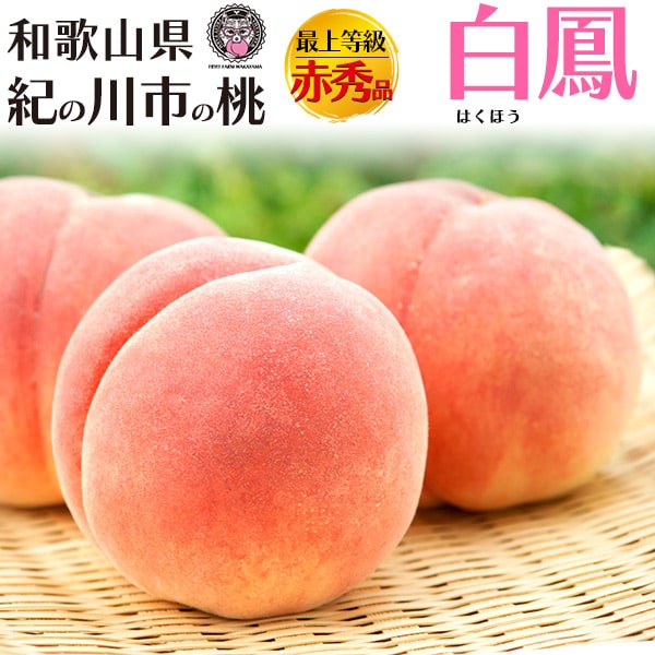 贈答用 和歌山県産　 最上等級 赤秀品 白鳳 桃の出荷量西日本1位の和歌山県にある「ふるーつふぁーむわかやま」から 1番美味しい状態の完熟桃をお届けします！ 「ふるーつふぁーむわかやま」では収穫前に必ず糖度を測り、 お客様に満足していただけ...