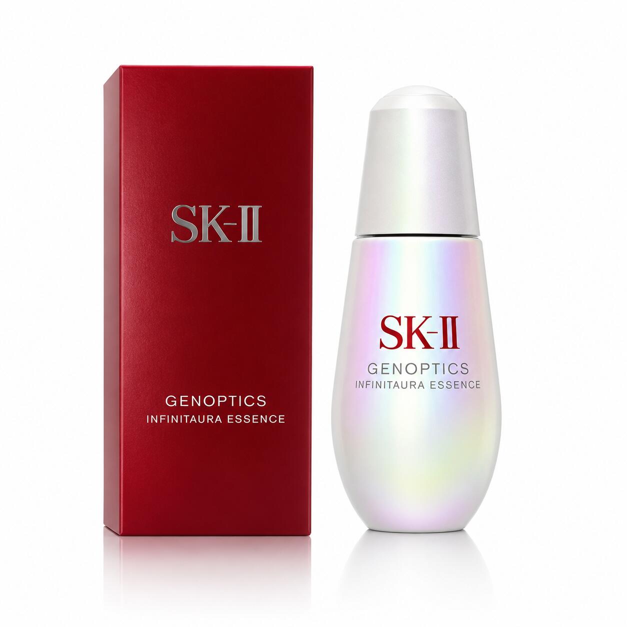SK-IIジェノプティクスインフィニットオーラ エッセンス75mL〈医薬部外品〉メラニンの生成を抑え、シミ・そばかすを防ぐ薬用美白美容液です。シワ改善、肌あれ・あれ性、うるおいを与えることなど、8つの効果を持つ医薬部外品。SK-II独自のピ...