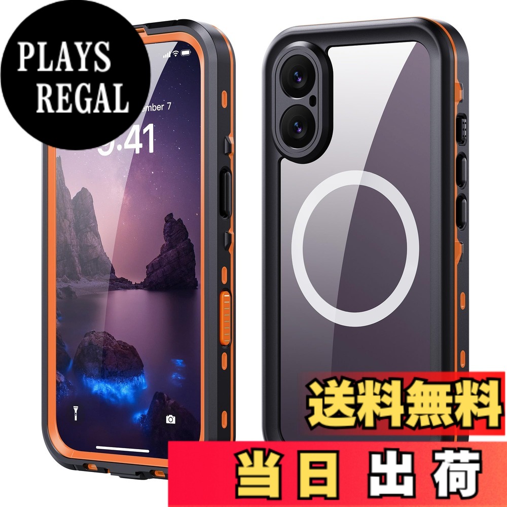 商品情報商品の説明iPhone 17 対応 ケース 完全防水 Magsafe対応 ストラップ付き 防水ケース カバー クリア 透明 アイフォン17 用 全面カバー 頑丈 耐衝撃 両面ケース 液晶画面保護 アウトドア ,オレンジ主な仕様 ★本...