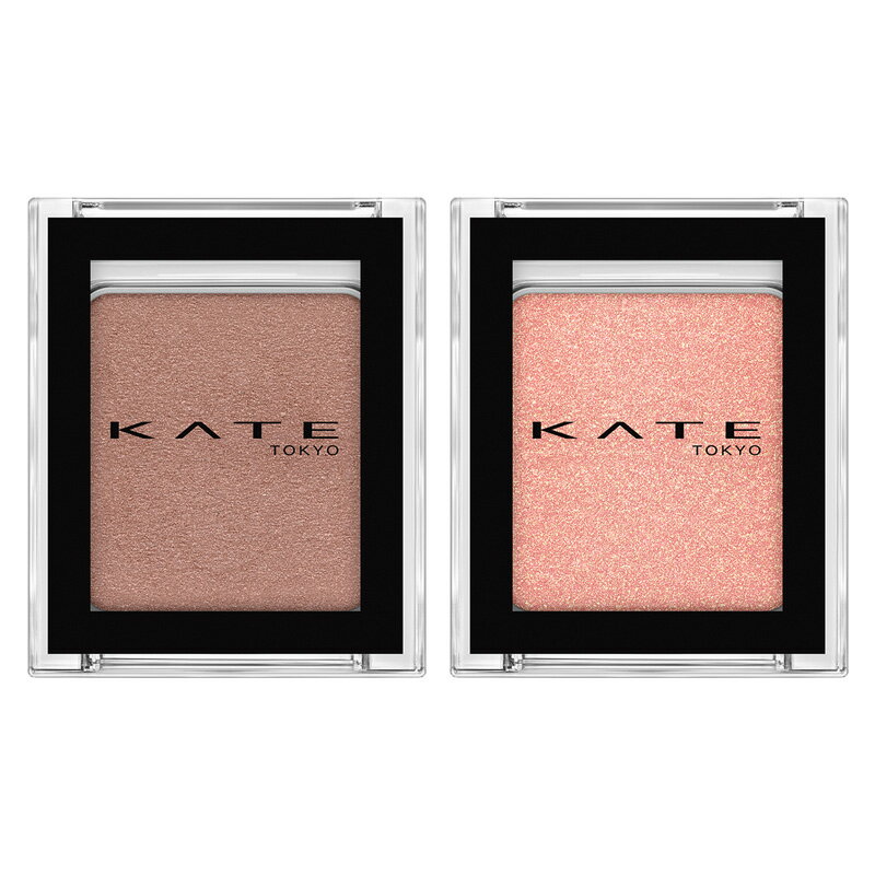 色と質感で自在に遊ぶ単色アイシャドウ。マットタイプの068レッドブラウンと、グリッタータイプの069ピンクベージュ。アイブロウ、チーク、ハイライト&シェーディングとしても使えます。★他のKATE商品はこちら！