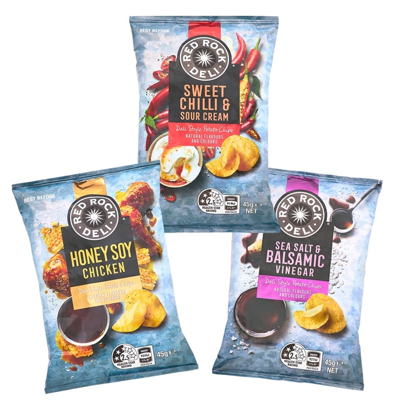 オーストラリア発のプレミアムスナックブランド「RED ROCK DELI(レッドロックデリ)」のポテトチップスです。厚切りポテトを使用した、ザクザクとした食べ応えのある食感が魅力。「ハニーソイチキン」は、はちみつのやさしい甘さと醤油の塩味が...