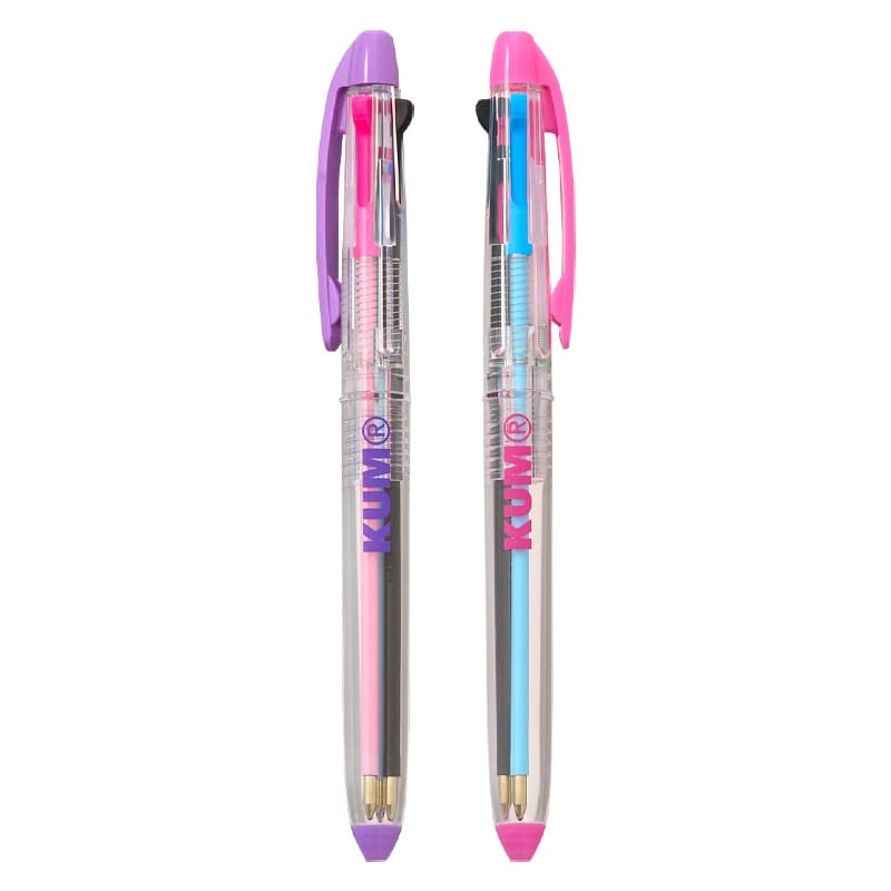 色味がとってもかわいい「KUM(クム)」のシンプルなスケルトンデザインがスタイリッシュな3色ボールペン。一目で分かるカラフルな芯の色合いがアクセントになっています。クリップ付きなので胸ポケットなどに入れやすいのも◎。【サイズ】約 W10×H...