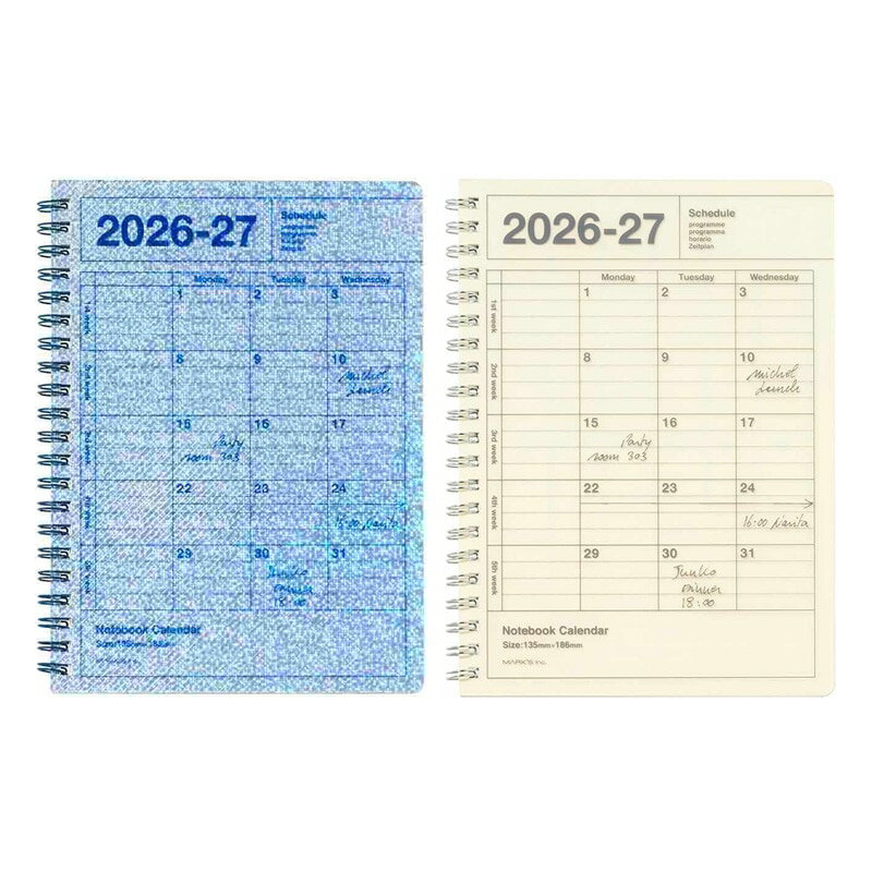 持ち運びに便利なB6サイズのノートブックカレンダーの縦型タイプ。カレンダー感覚で使える見やすさと、メモページ付きで使いやすいアイテム。コンパクトで場所を取らずシンプルで飽きがこないデザインも人気のポイントです。【サイズ】約 H186×W13...