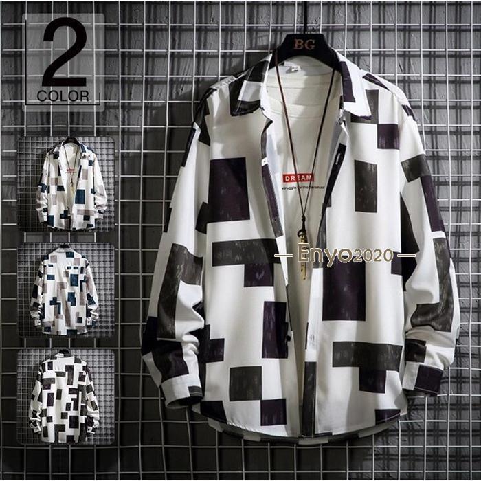 カジュアルシャツ メンズ ゆったり 長袖シャツ 開襟シャツ ビッグシルエット メンズシャツ 長袖　メンズシャツ 韓国ファッション 商 esyxz69素材 ポリエステルカラー TYPEATEYPBサイズ XL(日本M相当）2XL(日本L相当）...