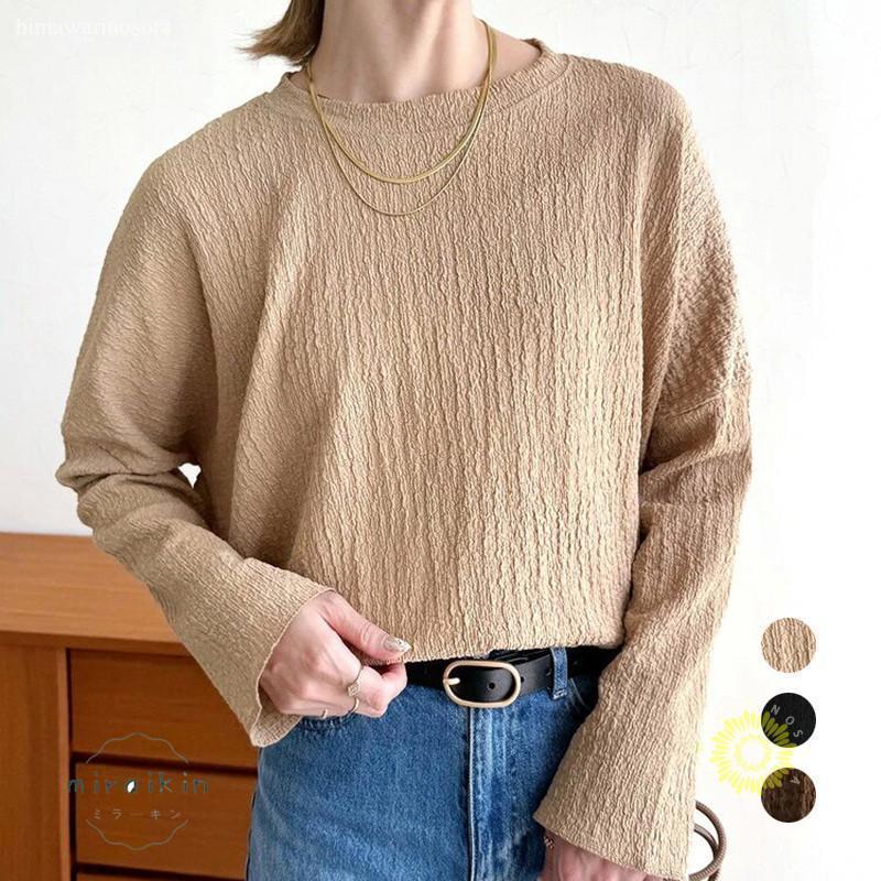 ■販売内容：Tシャツ■素材：ポリエステル■色：ブラック カーキ コーヒー■サイズ詳細情報：約 Tシャツ長袖 通学通勤 レディース T ティー tシャツ長袖可愛い プルオーバー tシャツ丸首 レディース春秋 30代40代50代60代70代 秋...