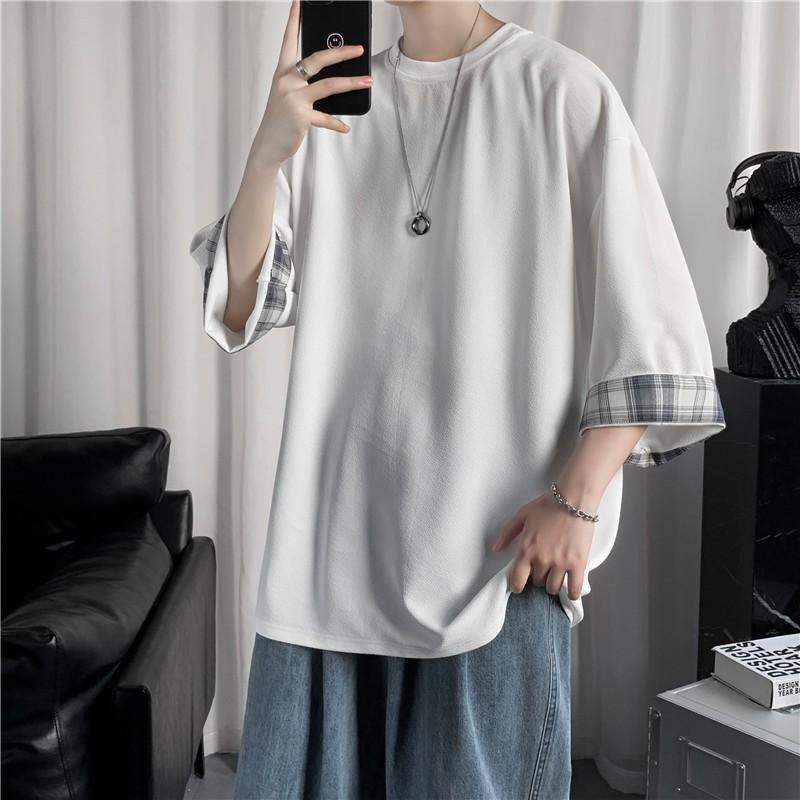 Tシャツ メンズ 七分袖 半袖 半袖tシャツ カットソー ゆったり エスニック 切り替え クルーネック 丸首 凉しい素材：ポリエステル★中国製※ご利用のモニターにより、環境や光の加減によって、若干色が異なる場合がございます。予めご了承くださ...