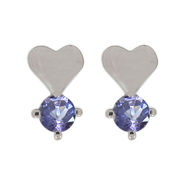 12月誕生石タンザナイトを使用したプラチナ製の、ハートモチーフスタッドピアスです。 ※両耳セット価格です。 本体素材: プラチナ(Pt900)(品質を保証するPt900の刻印があります。) 石名：タンザナイト(約 2.0mm*2石/天然石使...