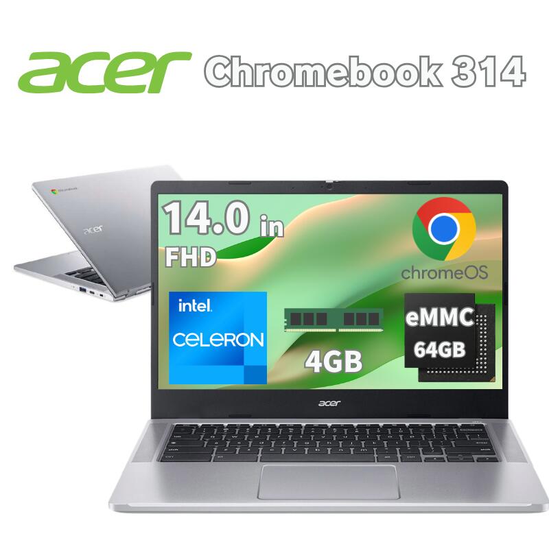 ＜おすすめポイント＞Intel Processor N100を搭載した14型Chromebook。フルHDノングレア液晶、Wi-Fi 6E、USB Type-C（Power Delivery・映像出力対応）を備え、約10.5時間のバッテリー...