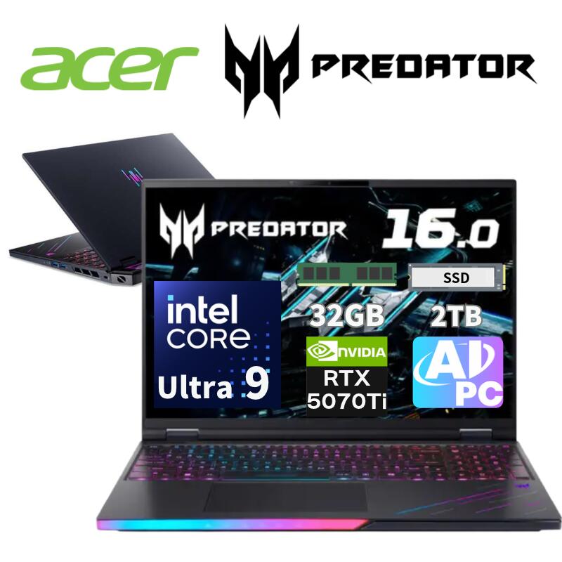 ＜おすすめポイント＞最新のインテル Core Ultra 9 プロセッサーと次世代の NVIDIA GeForce RTX 5070 Ti を搭載した、圧倒的な処理能力を持つ16型ハイエンドゲーミングノートPCです。強力な専用AIエンジンに...