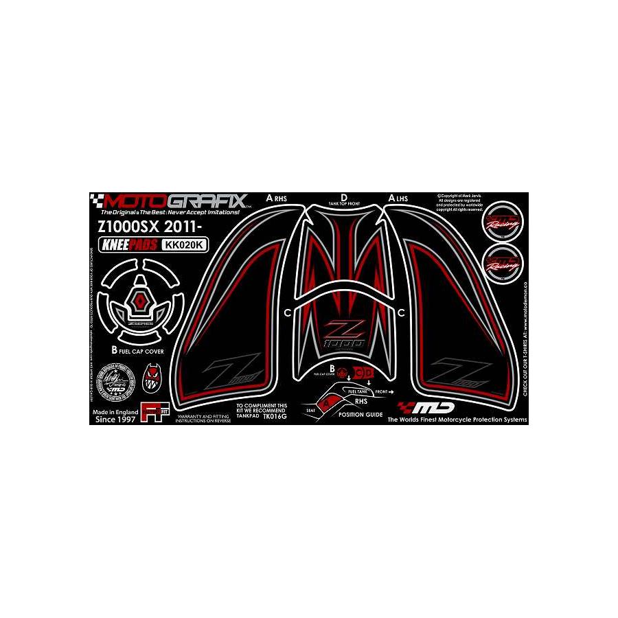 メーカー名：モトグラフィックスメーカー品番：MT-KK020K販売備考：キャンセル不可商品です。KNEE ブラック/レッド適合情報：カワサキ[KAWASAKI] Ninja1000 [ニンジャ1000 Z1000SX] 11-タイプ：KNE...