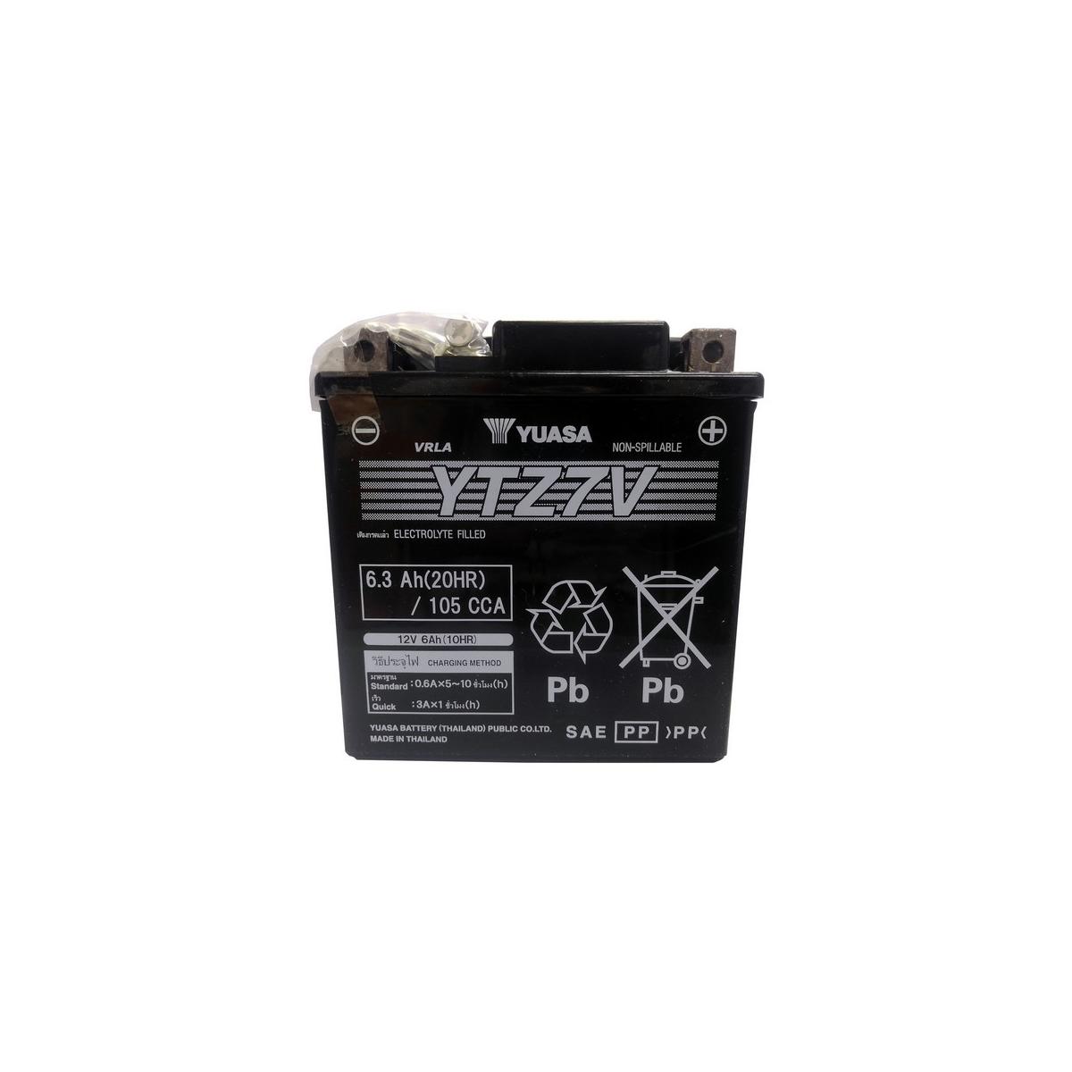 メーカー名：タイユアサメーカー品番：YTZ7VYTZ7V販売備考：液入りバッテリー。適合：トリシティ125、NMAX125等電圧(V)：12型式：YTZ7V10時間率容量(Ah)：6.0最大外形寸法(mm)長さ114、幅71、高さ121端子...
