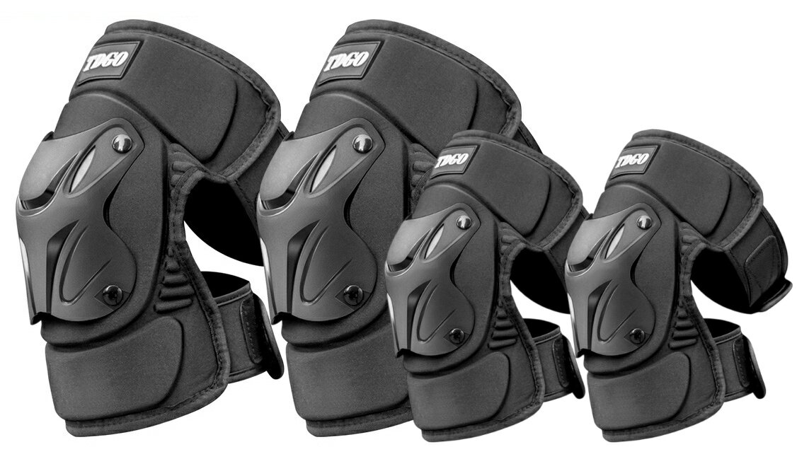 商品情報素材PPシェルナイロン衝撃吸収フォームTDGO 肘膝プロテクター 左右セット プラスチック製 ニーパット 膝パット 肘パット　エルボーパット　バイク サバゲー ローラースケート マジックテープ マジックテープで簡単に脱着できる肘膝プ...