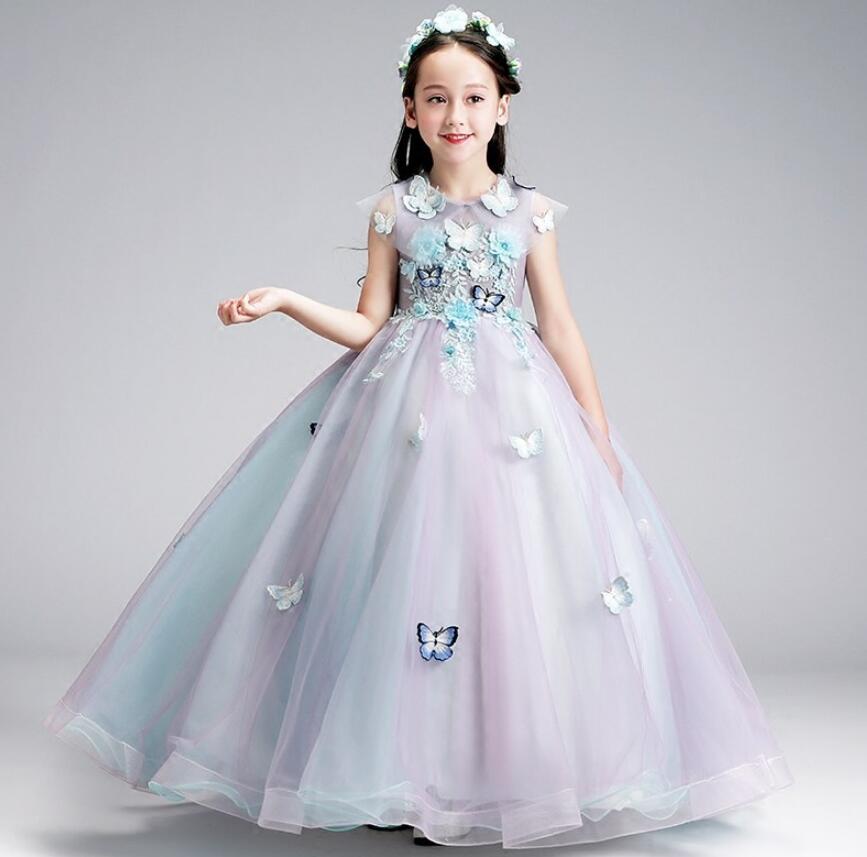 蝶柄 女の子 お姫様 キッズ 子供ドレス 上品 送料無料 発表会 演奏会 超可愛い パーティードレス キレイめ 七五三 100/110/120/130/140/150 結婚式 ピアノ ロング丈 袖なし 商品詳細： カラー：画像参照 季節：夏...
