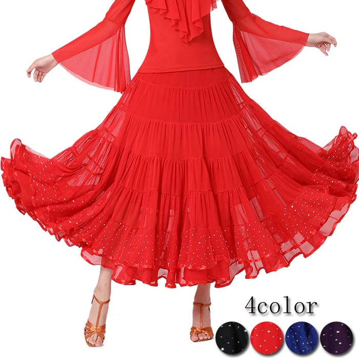 BorderColor="#FFFFFF"> 商品 ダンススカート 素材 ポリエステル サイズ M スカート丈約85cm ウエスト62-86cm 身長目安155-160cm 体重目安42-60kg L スカート丈約90cm ウエスト64-9...