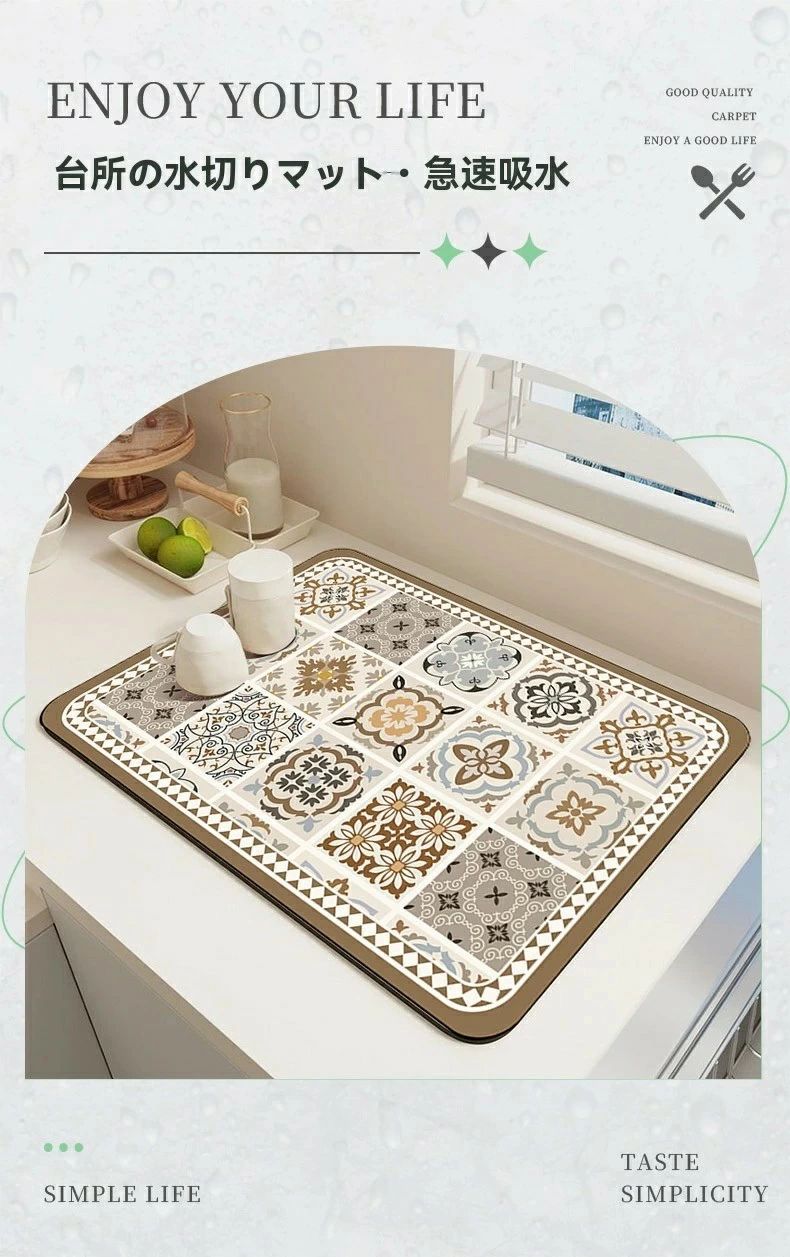 -健康で環境にやさしい珪藻材料で作られて、瞬間吸水して、効果的に水が地面に落ちることを防止して、台所を清潔に保ちます。 -良好な断熱効果を持って、コンロ、オーブンなどの高温の区域で使用することができて、テーブルをやけどから保護します。 -表...